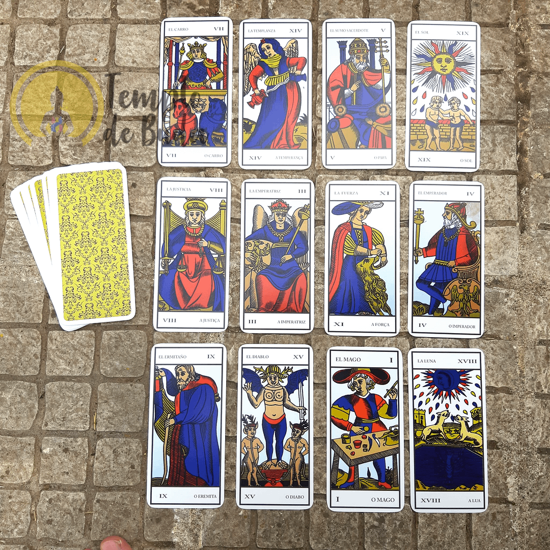 Tarot dos 22 Arcanos Maiores (Cartas Extra Largas) - Templo de Buda